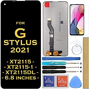 HLTECH Screen Replacement LCD Display Touch Digitizer Assembly for Motorola Moto G Stylus 2021 XT2115 XT2115-1 XT2115DL 6.8" (Black)