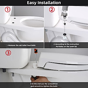 Hygie Rinse 2pcs Toilet Seat Bolts, Universal Heavy Duty Toilet Seat Screws Replacement, 3 Inches Stainless Steel Downlock Nuts Rubber Washers Gaskets Toilet Repair Screw Kit