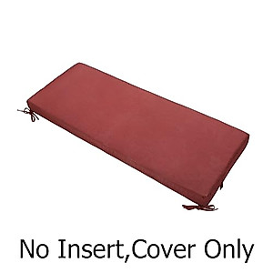 Outdoor Bench Cushion Cover 42 x18 x 3 inch,Waterproof with Zipper&Ties,Fade-Resistant Slipcover,Patio Porch Swing Cushion Cover Replacement Only,No Insert(Dark Red)