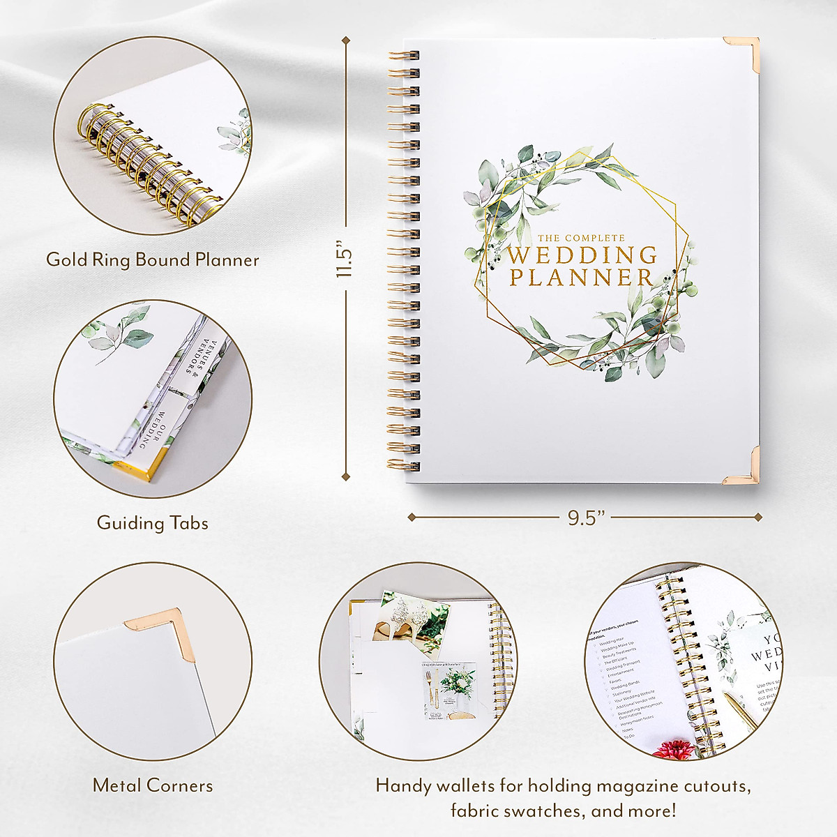 Wedding Planner & Organizer - Floral Gold Edition - Diary Engagement Gift Book & Bride To Be Countdown Calendar