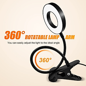 Earendil Desk Lamp,Clip On Reading Light,3 Color Modes 10 Brightness Level USB Charging Port 48 LED Eye Protection 360 Degree Spin Gooseneck Study lamp for Home Office Reading