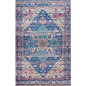 nuLOOM Melinda Flatweave Medallion Jute Area Rug, 3' x 5', Blue