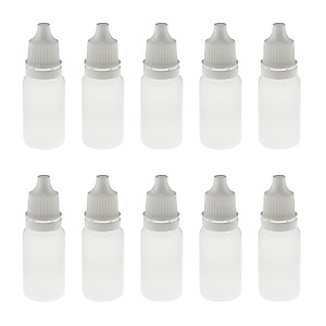 RLECS 50pcs 10ml Empty Plastic Squeezable Dropper Bottles with Caps Eye Liquid Dropper Refillable Bottles, White