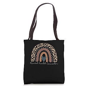 Cute Leopard Boho Rainbow for Mental Health Counselor Squad Tote Bag