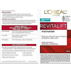 L’Oréal Paris Revitalift Anti Aging Face and Neck Cream, Smoothing and Firming Moisturizer for 24HR Hydration, Fragrance Free, 1.7 Oz
