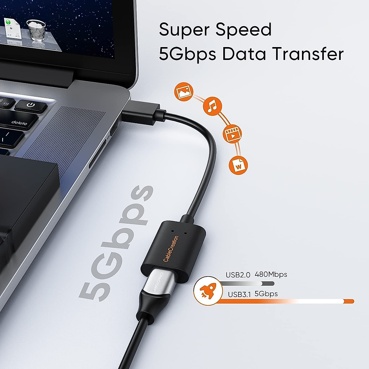 Bundle-2 Items: USB 3.1 USB C to USB Adapter Cable 5Gbps, 7-in-1 USB-C Hub Multiport Adapter 5Gbps Date Ports