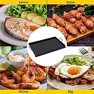 VEVOR Carbon Steel Griddle, Griddle Flat Top Plate, Griddle for BBQ Charcoal/Gas Gril with 2 Handles, Rectangular Flat Top Grill with Extra Drain Hole for Tailgating and Parties (16"x24")