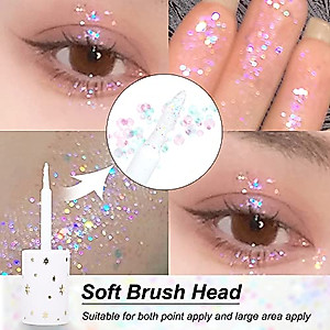 LANFLOWER Liquid Glitter Eyeshadow, Pigmented, Easy to Apply, Quick Drying, Long Lasting, Loose Glitter Glue for Eye Crystals Makeup (01 Bright Diamond)