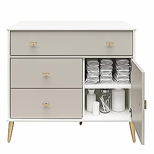 Little Seeds Valentina Asymmetrical Convertible Dresser, White/Taupe