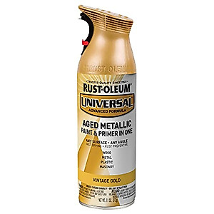 Rust-Oleum 342918 Universal All Surface Aged Metallic Spray Paint, 11 oz, Vintage Gold