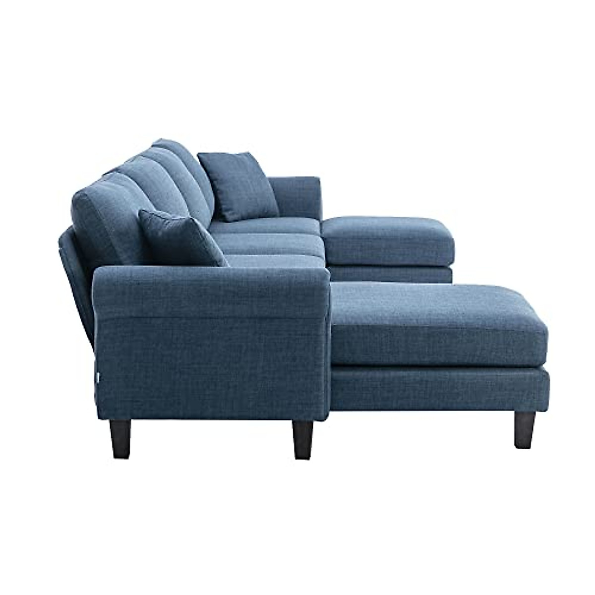 Olela U Shaped Modular Sectional Sofa for Living Room, Oversized Deep Seat Sofa Modern Linen Upholstered Sectional Couch with Chaise Lounge and Comfy Backrest (Navy)