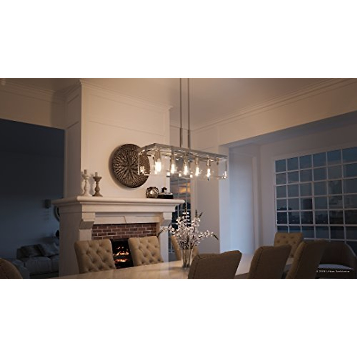Urban Ambiance Luxury Modern Farmhouse Chandelier, Large Size: 15.75" H x 36.75" W, with Industrial Chic Style Elements, Brushed Nickel Finish and Clear Shade, UHP2441 from The Bristol Collection
