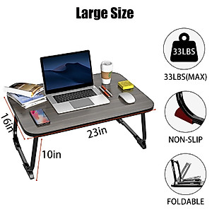 MIIRR Foldable Lap Desks for Laptop, 23.6 inch Laptop Tray Table, Portable Bed Tray Table, Laptop Desk for Working, Writing and Eating (Black)