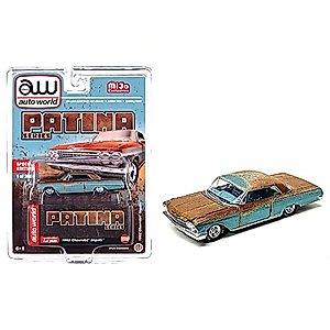 1962 Chevy Impala Blue (Weathered) with Blue Interior Patina Series Ltd Ed to 3600 Pieces Worldwide 1/64 Diecast Model Car by Auto World CP7935
