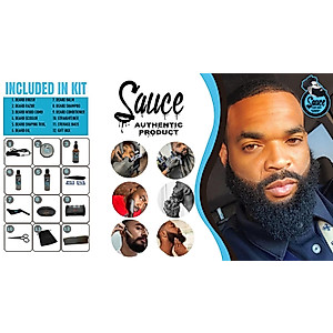 Beard Grooming Kit with Heated Beard Straightener includes 12 items, beard wash, beard oil, beard balm, (Grizzly) Gift idea for men, reusable