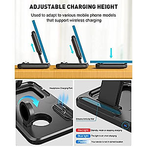 3 in 1 Charging Station for Apple Multiple Devices, Foldable Wireless Charger Portable Travel Charging Dock Charger Stand Compatible with iPhone Airpods Apple Watch with Adapter
