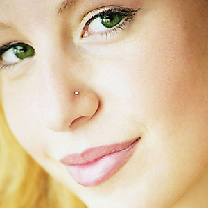 SLVIEKAE 40Pcs Nose Ring Hoop Nose Stud Piercing Hoop Cartilage Tragus Ear Piercing SetNose Studs CZ Hoop Tragus Cartilage Nose Ring Nose Piercing Jewelry (White)