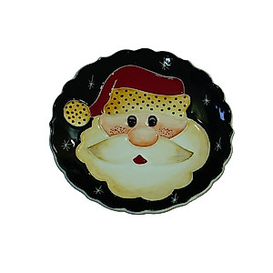 Anka Handcrafts - Christmas Home Decors – Tonton Santa Claus - Handmade & Handpainted Ceramic Plates with Unique Embossed Surface – w Navy Int. Velvet Case – Christmas for Homes 775