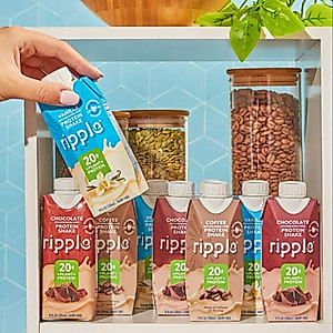 Ripple Vegan Protein Shake, Vanilla | 20g Nutritious Plant Based Pea Protein in Ready to Drink Cartons | Non-GMO, Non-Dairy, Soy Free, Gluten Free, Lactose Free | Shelf Stable | 11 Fl Oz (4 Pack)