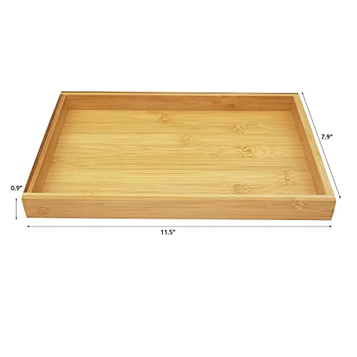 Bamboo Vanity Tray Bathroom Wooden Tray Makeup Counter Tray Wood Serving Tray for Bathroom Home Decor Holds Cosmetics, Perfume, Tissues, Candles, Towels, Soap, 11.5 x 7.9 x 0.9 inch