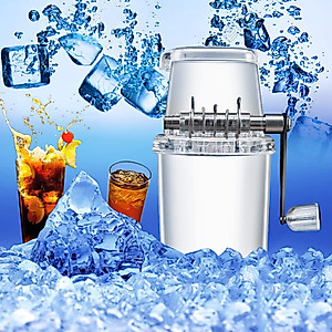 Hand Cranked Ice Crusher, Clear Rustproof Multifunctional Manual Ice Crusher Household Ice Breaker Mini Portable Ice Maker with Stainless Steel Blades for Home Kitchen(Transparent)