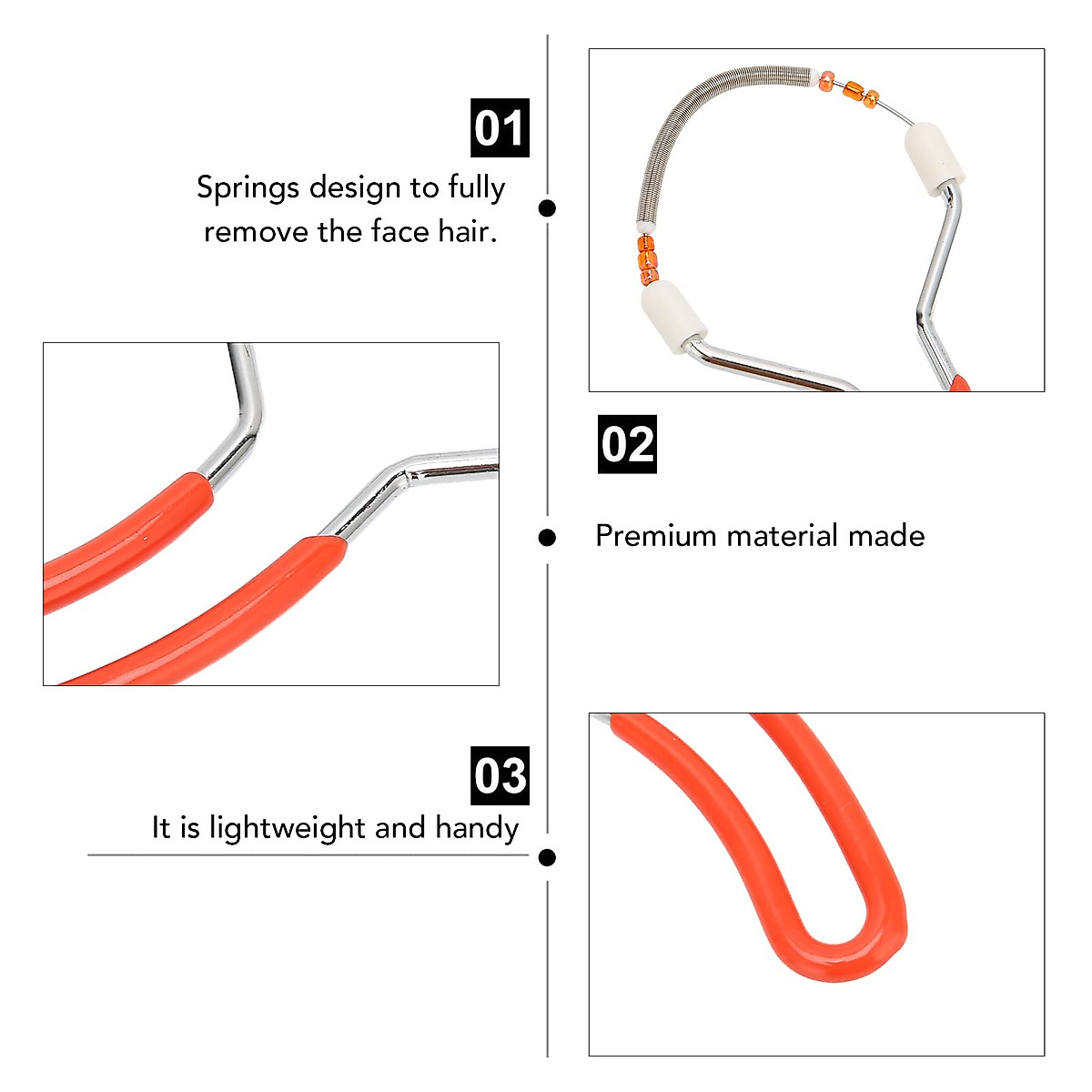 3pcs Facial Hair Remover, Women Spring Threading Epilator, Portable Face Lips Hair Removal Plastic Spring Device for Face Lip Hair Removal