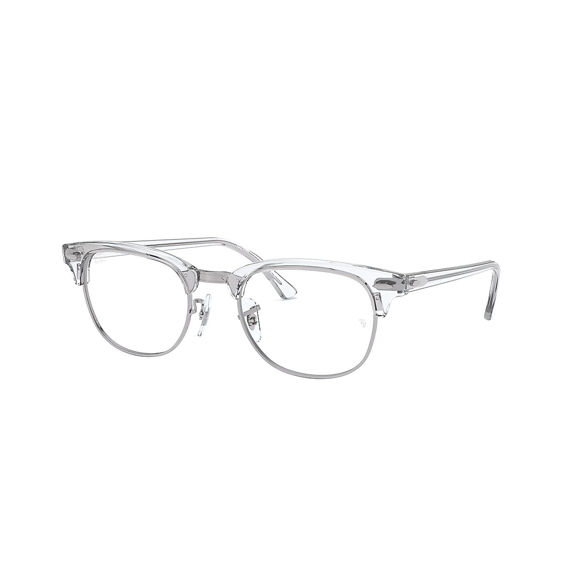 Ray-Ban RX5154 Clubmaster Square Prescription Eyeglass Frames, White Transparent/Demo Lens, 49 mm