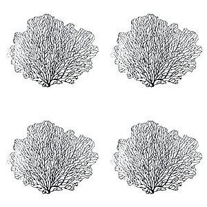 Home Details 4 Pack Coral Metallic Placemats | Detail Décor | Perfect Tablescape | Great for Dining Room | Kitchen Table | Island Counter | Coffee Table | Coral Design | Sliver