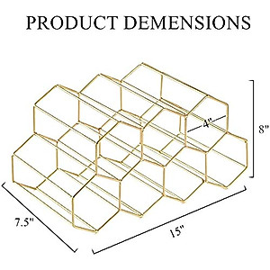 Tapbull Gold Metal Wine Rack Freestanding, Tabletop Wine Rack Holder, Countertop Wine Bottle Holder (Gold)