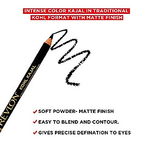 Revlon Kohl Kajal Eye Liner Pencil Black, 1.14g