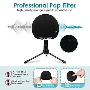 YOUSHARES Microphone Stand with Foam Cover - Mic Boom Arm Stand Pop Filter Compatible with Blue Snowball Microphone