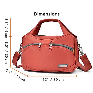 La Packmore Waterproof Nylon Crossbody Bags for Women Multi-Pocket Shoulder Bag Travel Purse and Handbag (Papaya)