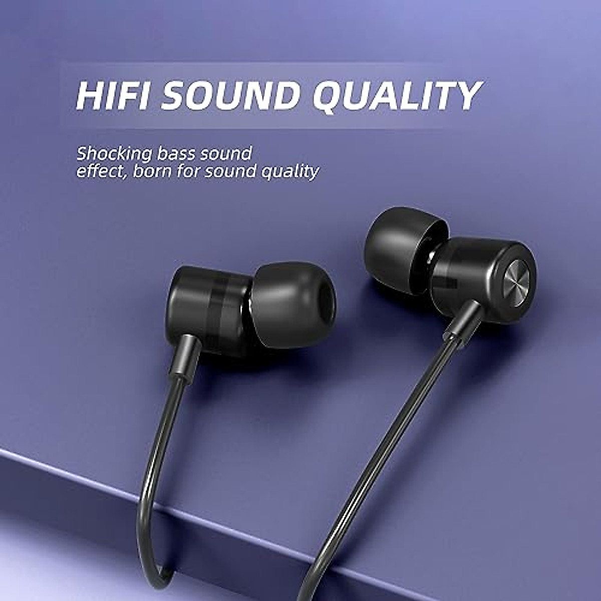EP-06 Metallic Wired Earphones in-Ear Earbuds, Headset with Build-in Microphone Noise Isolating Headphone with 3.5mm Jack Long Cord 10mm Large Drivers HD Bass Audio for Music Podcast and More