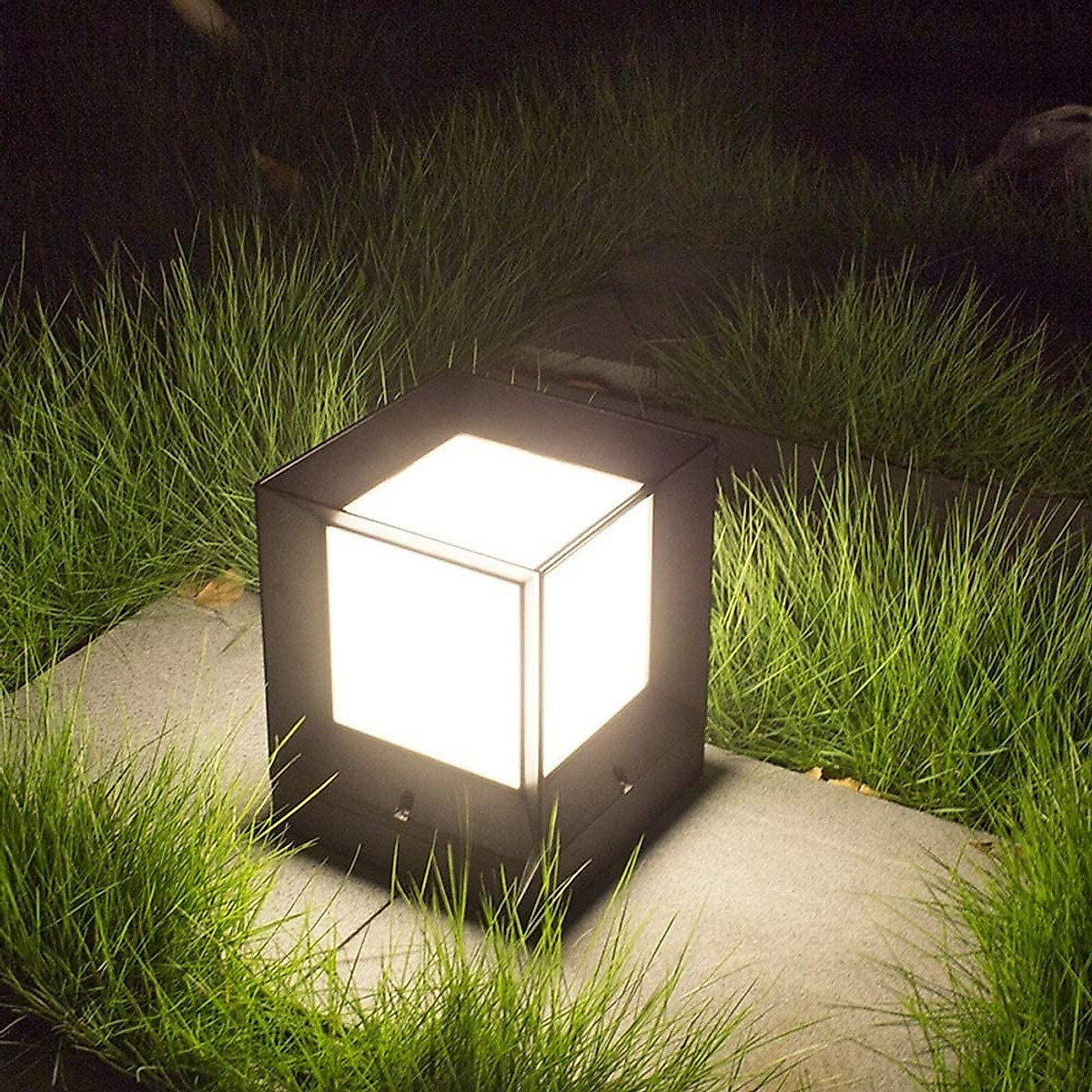 MODEBHD Modern Black Outdoor IP54 Waterproof Landscape Column Light Energy Saving Rustproof Die-cast Aluminum Patio Post Light Square Fence Guardrail Doorway Porch Pillar Lamps