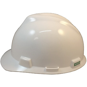 MSA V Small Size Cap Style Hard Hats w/FasTrac III Suspensions and Handy Tote Bag - White