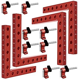 90 Degree Clamp, Cabinet Clamp, 5.5" x 5.5"(14 x 14cm) Aluminum Alloy Right Angle square Tool, Corner Clamps for Woodworking Tools, Right Angle Clamp, Drawers, Picture Frame (4pack)