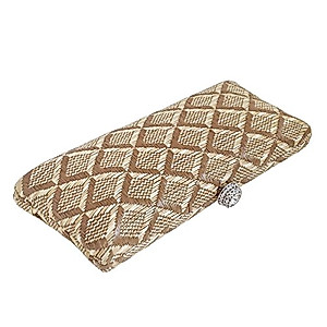Geometric Patterned Raffia Straw Box Clutch, Natural