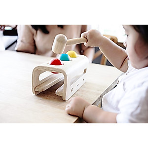 PlanToys Wooden Hammer Balls Pounding and Hammering Toy (5396) | Sustainably Made from Rubberwood and Non-Toxic Paints and Dyes