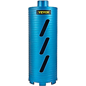 VEVOR Core Drill Bit, 4" /101.6 mm Diameter 5/8"-11 Shank Arbor with a Pilot Bit & 4.5" Blade, 9.5" /241.3mm Depth Diamond Dry Coring Bore Tool, Masonry Hole Saw Bits for Hard Concrete Brick and Block