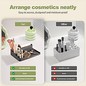 Bathroom Countertop Electric Toothbrush Toothpaste Organizer, Toiletry Counter Sink Silicone Organization Small Storage, Multifunctional Vanity Brush Stand, Green