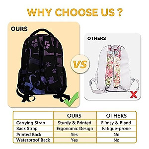 COOPASIA Cat Backpack for Girls Boys, 16 Inch Cat Theme Bookbag with Adjustable Straps, Durable, Lightweight, School Bag with Large Capacity