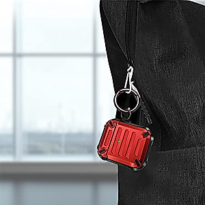 MOLOVA Airpod Case TPU Protective Case with Carabiner Shockproof Dustproof Airpod Case Cover for Apple Airpods 1&2 Case (Red)