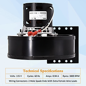 Criditpid Replacement PU-4C442 Convection Blower Fan for Englander 25-PDVC, 55-SHP10 Pellet Stoves, With Housing & Gasket.