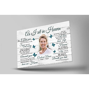 Butterfly Personalized Memorial Canvas for Loss of Loved one, Sympathy Gift for Loss of Sister Daughter Mom Dad - As I Sit In Heaven Canvas - VTQ128 (16x12 inch)