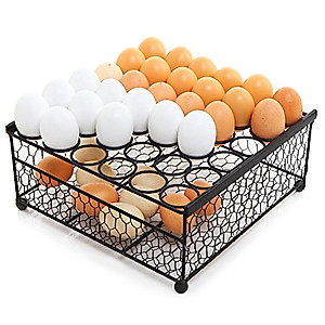 2 Tier Country Rustic Black Chicken Wire 36 Egg Display Tray and Egg Storage Box - Enjoy Fresh Eggs Daily