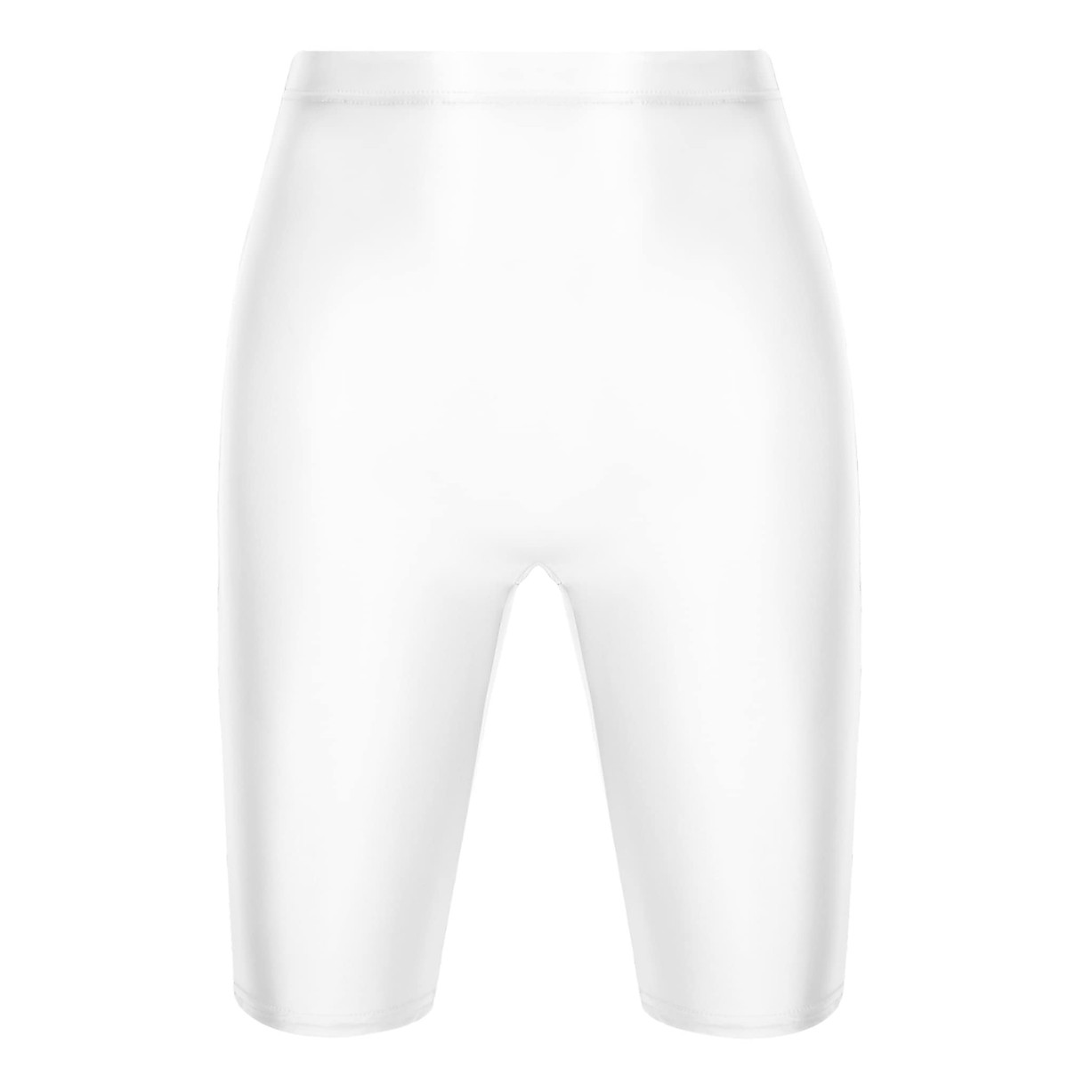 iiniim Men's Dry Fit Running Compression Tight Sport Short Pants Shiny Glossy Spandex Seamless Leggings White X-Large