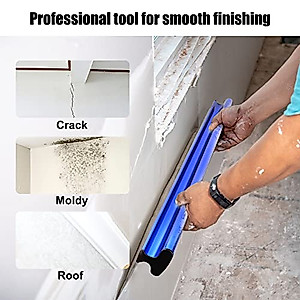 KEZERS 22" /55 cm Skimming Blade, 0.3mm Stainless Steel Blade, Smoothing & Knockdown Drywall Knife, Extruded Aluminum, Durable Wall-Board, High-Impact End Caps