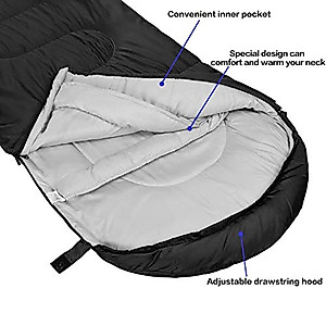 3-4 Season Portable Waterproof Envelope Sleeping Bag for Adults & Kids - For Traveling, Camping, Hiking