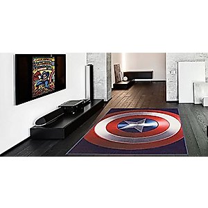 Gertmenian: Marvel Captain America Shield Rug HD Digital Bedding Area Rugs 54x78 inch, Large, Navy Blue