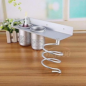 Aluminum Holder - Storage Wall Mount Organizer Holder Hair Dryer Toothbrush Toilet